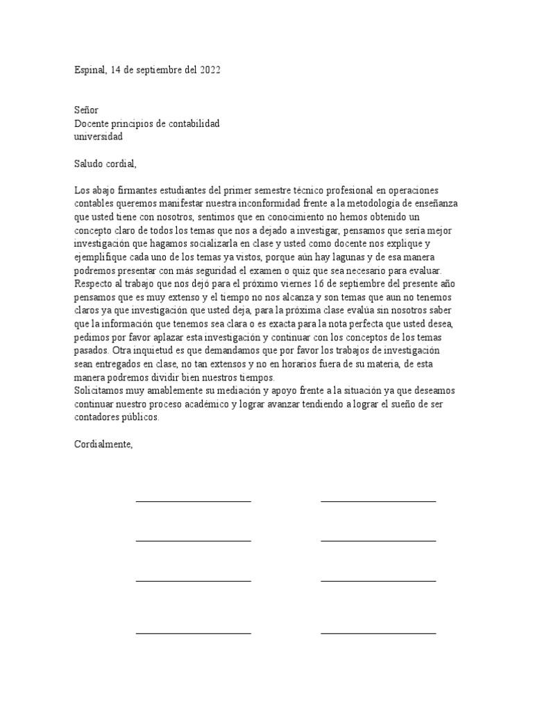 Carta Inconformidad Guia | PDF | Prueba (evaluación)