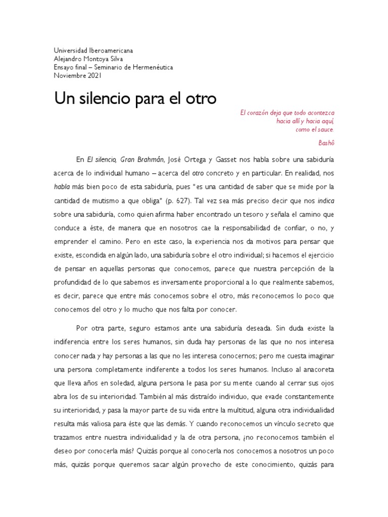 Ensayo Final - Seminario de Hermenéutica | PDF | Conocimiento | Amor