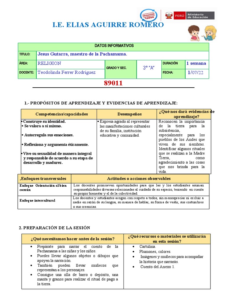 Actividades sobre la Pachamama para Niños | PDF