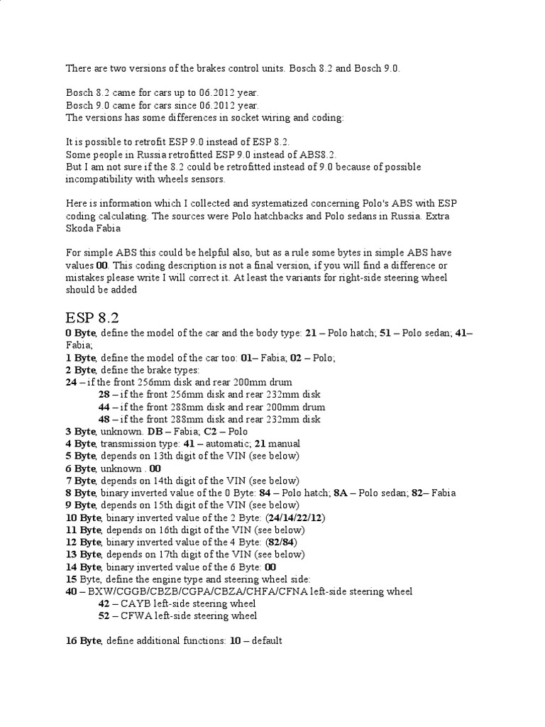 Abs 8.2 & 9.0 Coding | PDF | Anti Lock Braking System | Bit