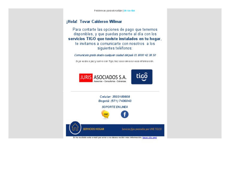 Información Importante de TigoUne para Ti Contrato 11713824 | PDF