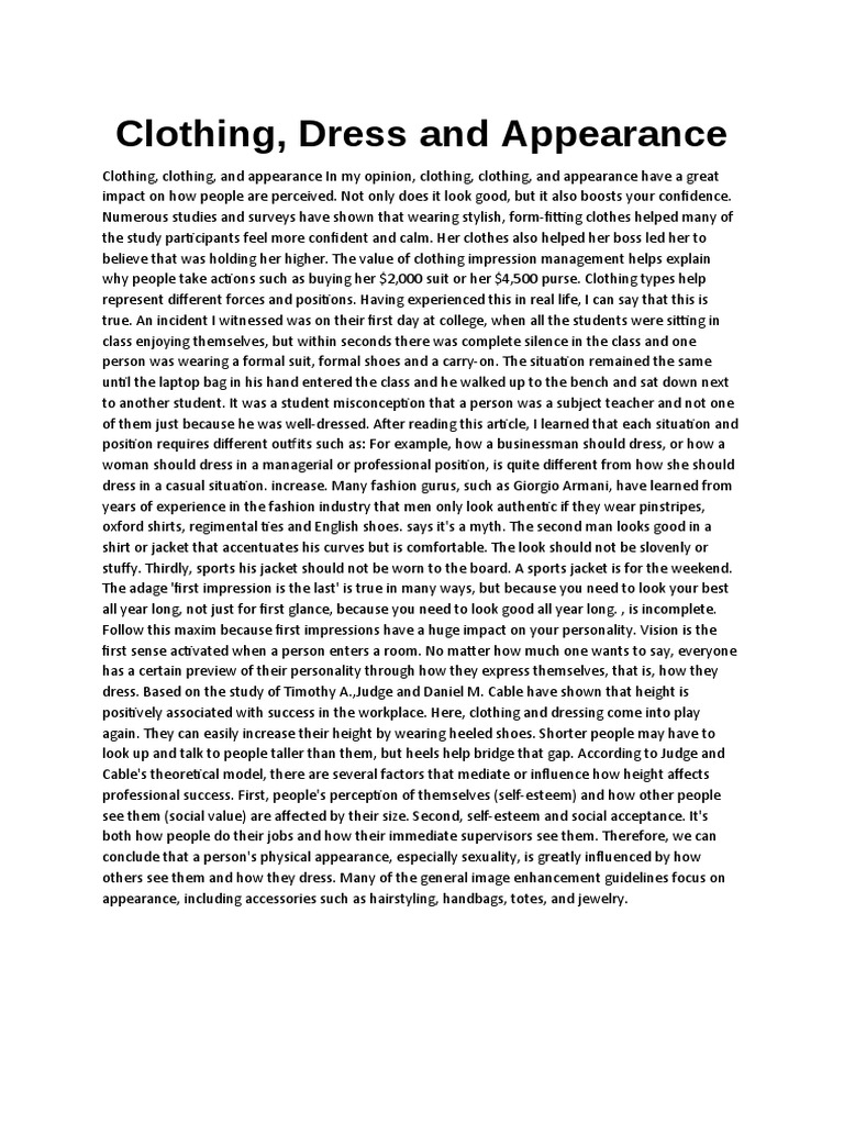Clothing Appearance Soft Skills Assignment | PDF | Clothing | Fashion