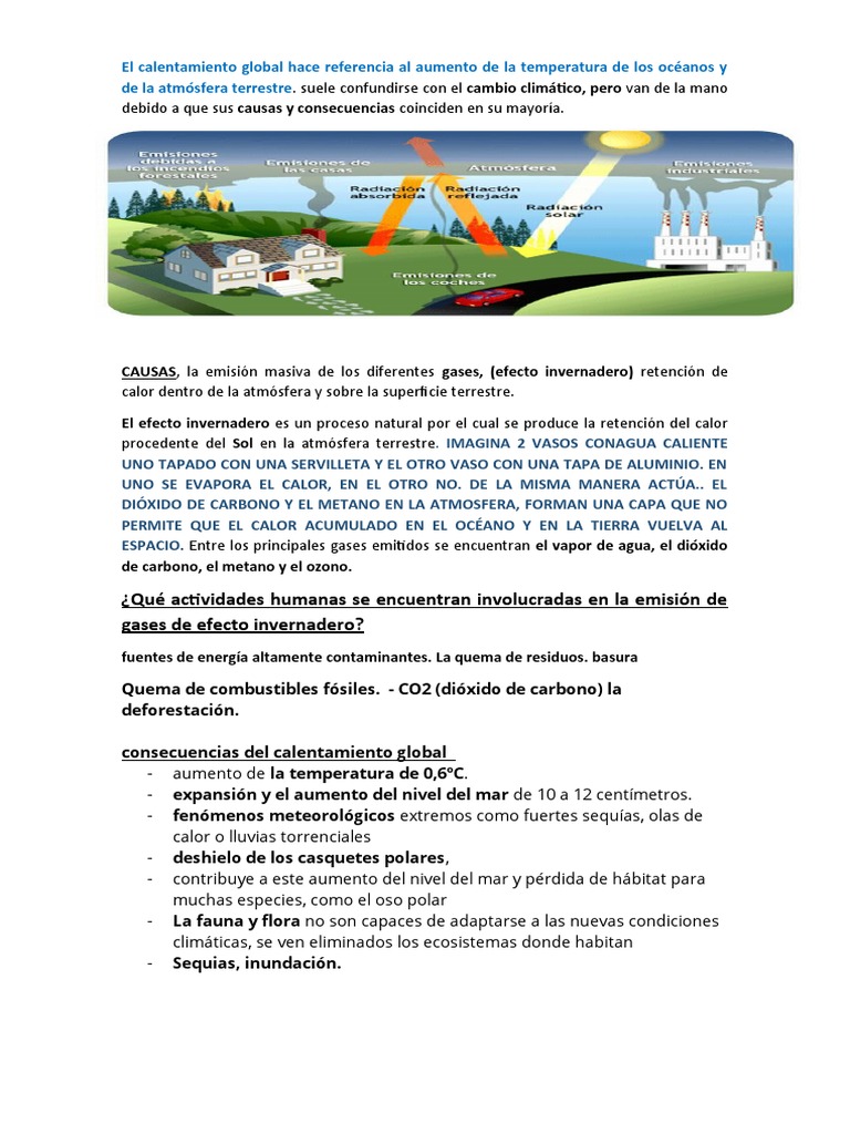 Causas y consecuencias del calentamiento global | PDF | Ciencia y ...