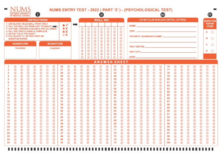 Omr Sheet Nums 100 Q | PDF