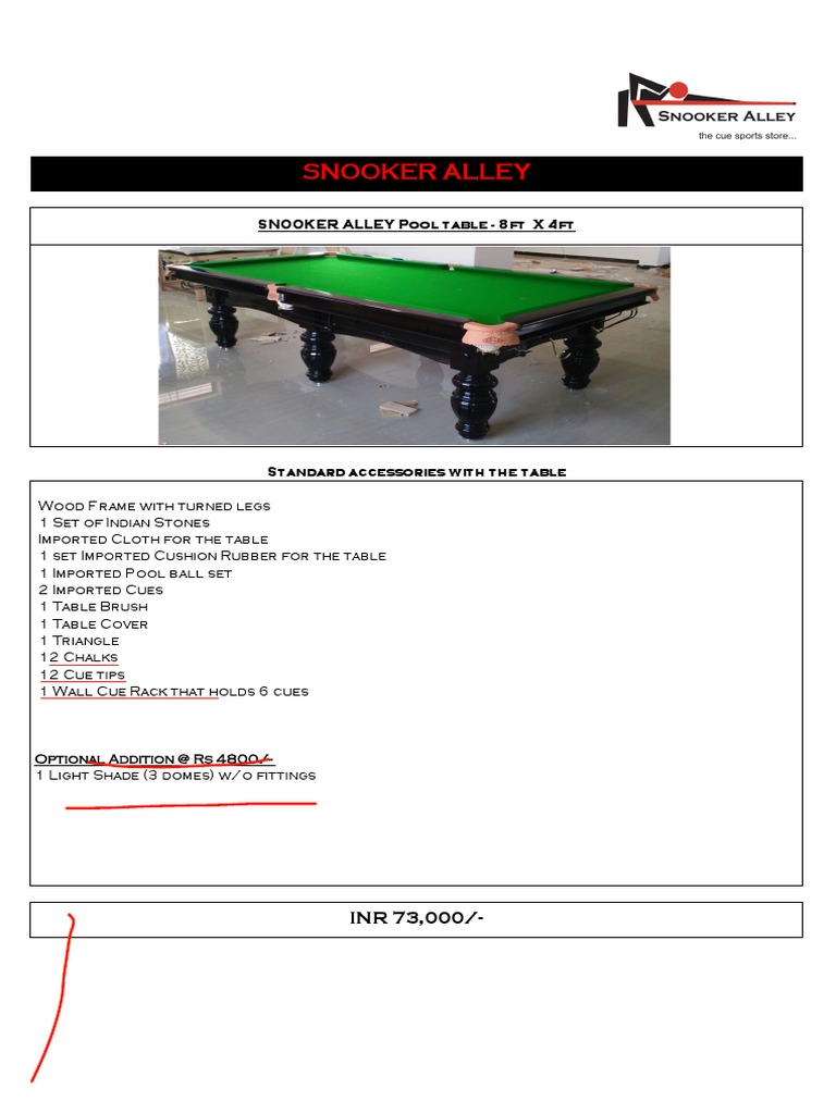 SNOOKER ALLEY POOL Tables | PDF | Pool (Cue Sports) | Cue Sports