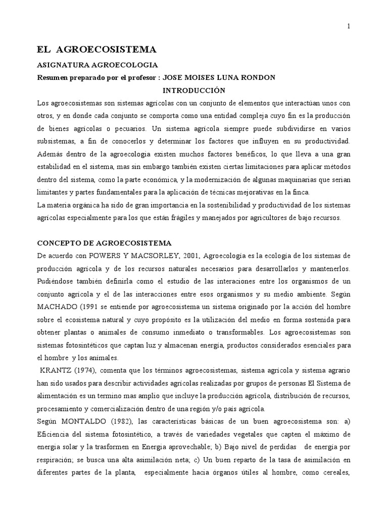 Características y Clasificación de Agroecosistemas | PDF | Suelo ...