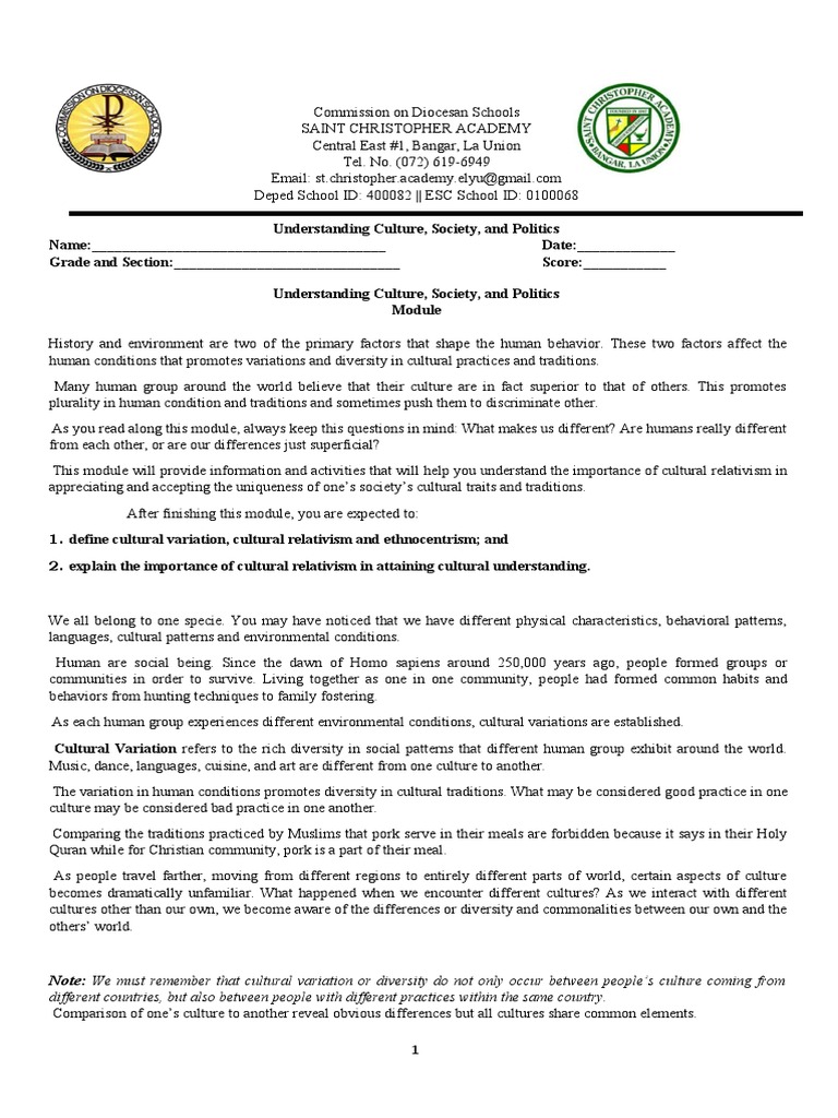 UCSP Module 4 | PDF | Relativism | Society