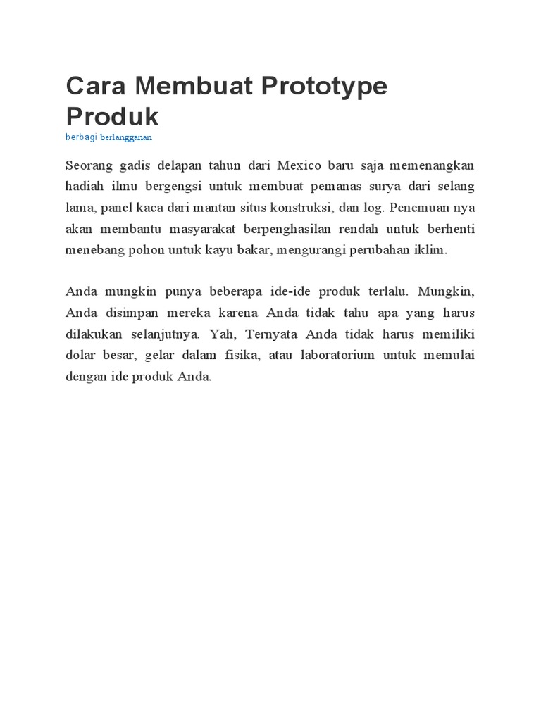 Cara Membuat Prototype Produk | PDF