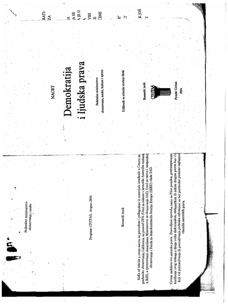 Demokratija I Ljudska Prava, Udžbenik Za Srednje Škole - BIJELA, 2004 | PDF