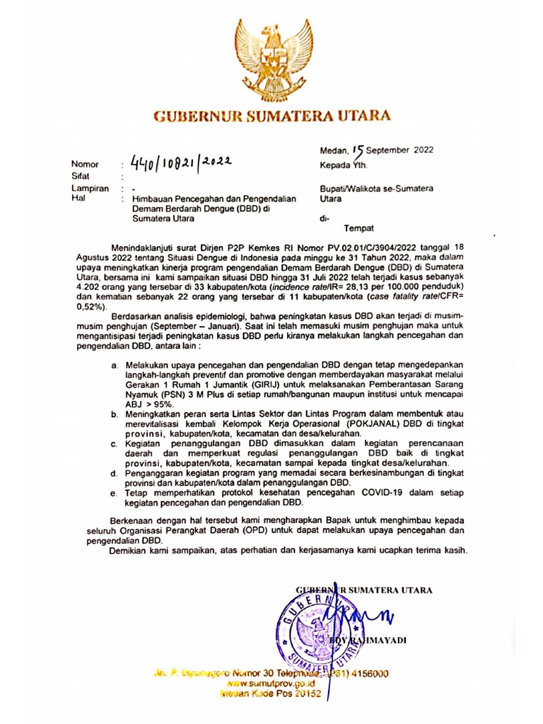 Surat Gubernur DBD | PDF