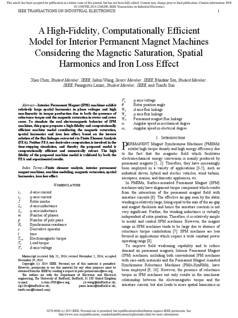 PMSM Modelling Paper | PDF | Electromagnetism | Physical Quantities