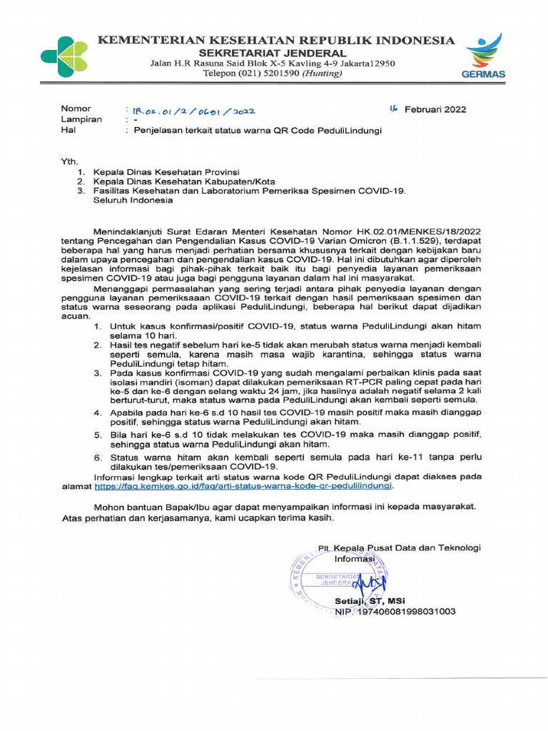 Penjelasan Terkait Status Warna QR PL | PDF