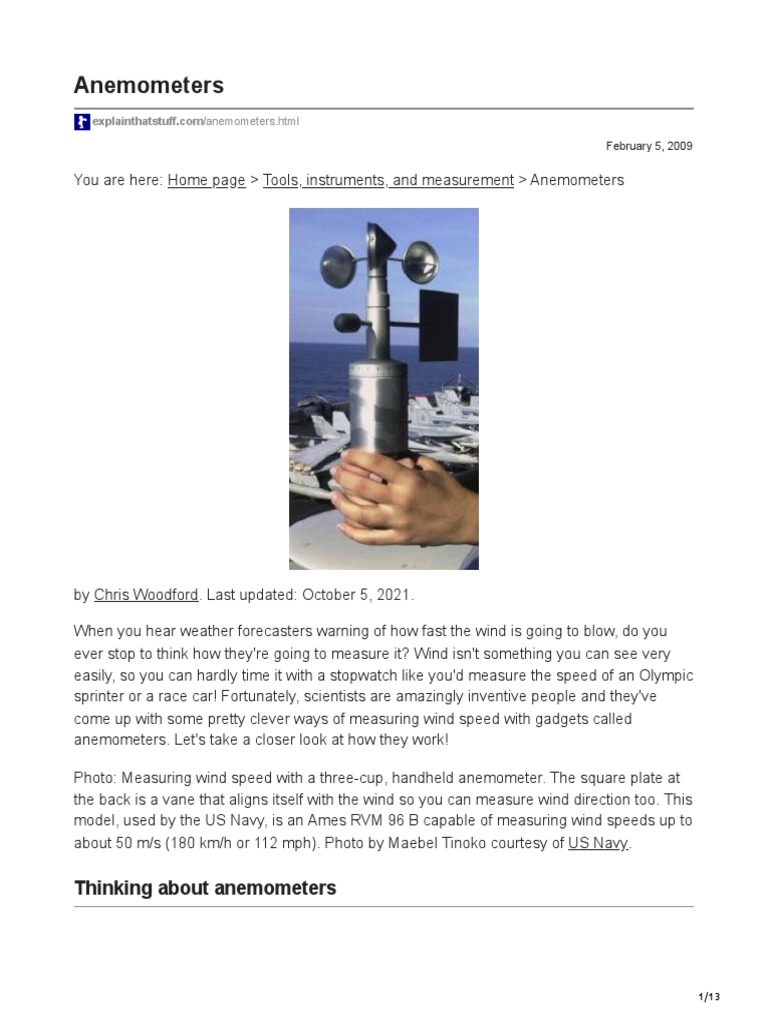 Anemometers | PDF | Wind Speed | Interferometry