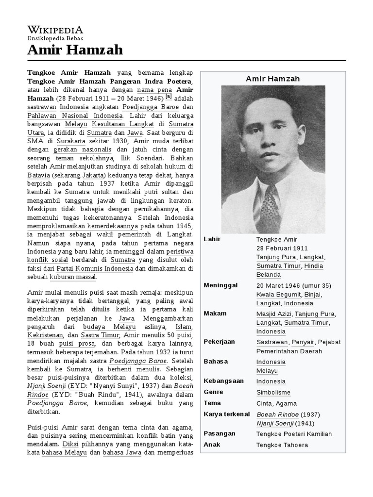 Amir Hamzah | PDF | Fiksi Umum