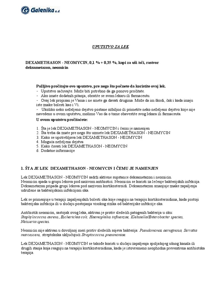 Dexamethason Neomycin Kapi Pil PN 5152-03-1 | PDF