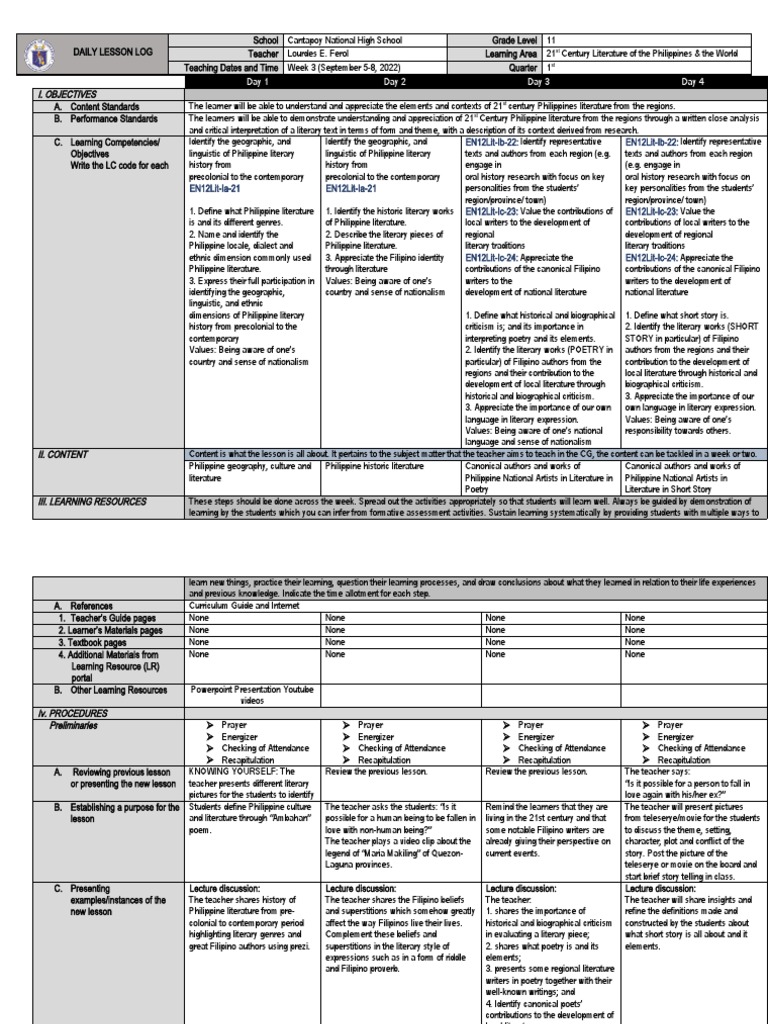 DLL 21st Century Literature - Week 3 | PDF
