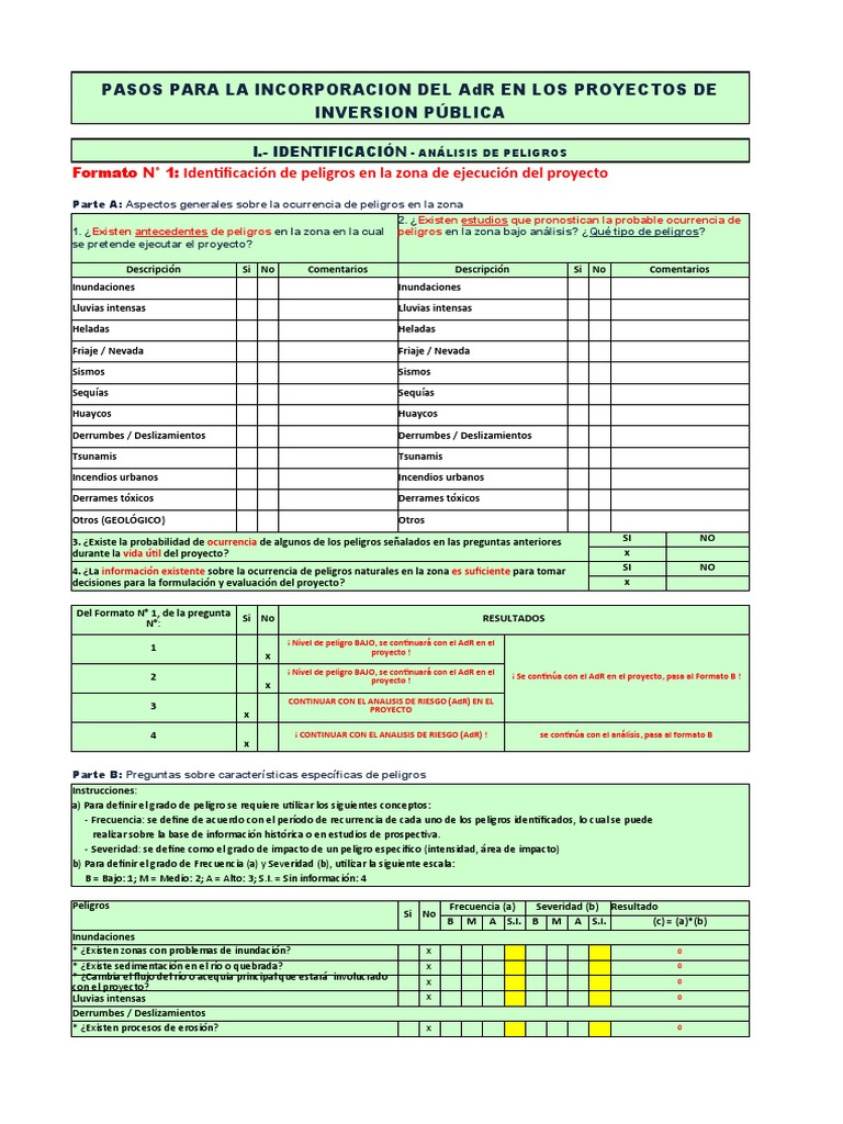 Formatos Del AdR (Originales) | PDF | Riesgo | Ciencias de la Tierra