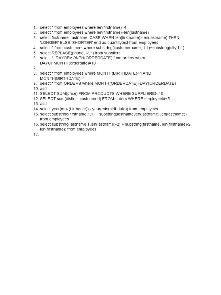 SQL Queries for Employee Data Analysis | PDF