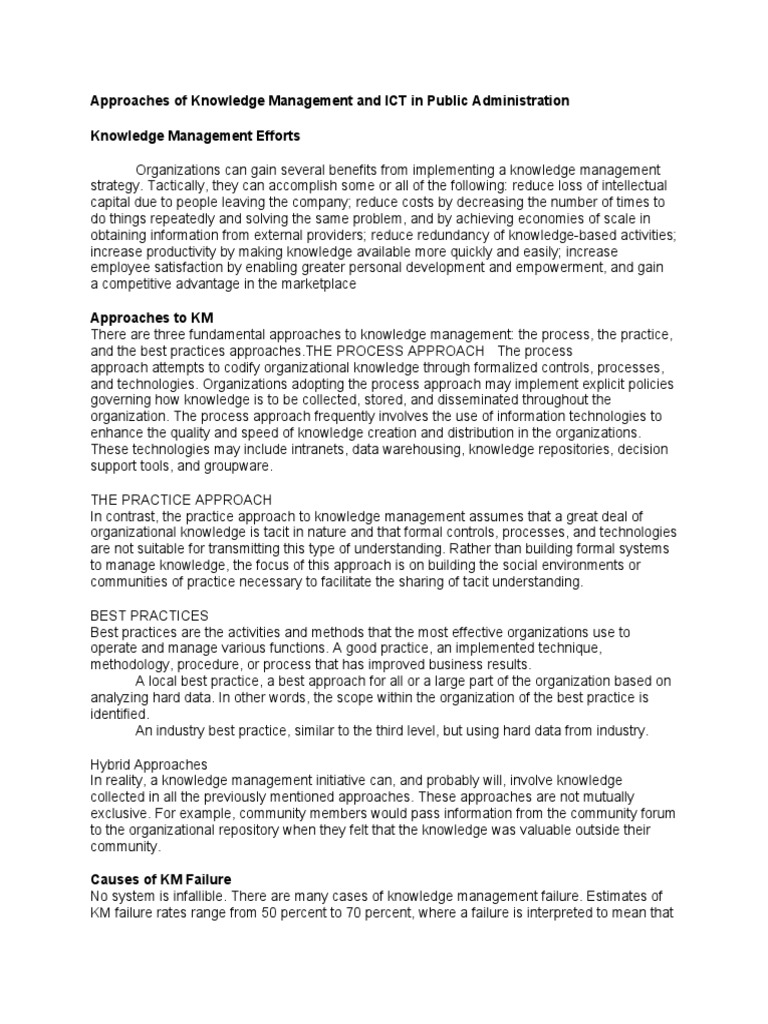 Approaches of Knowledge Management and ICT in Public Administration ...