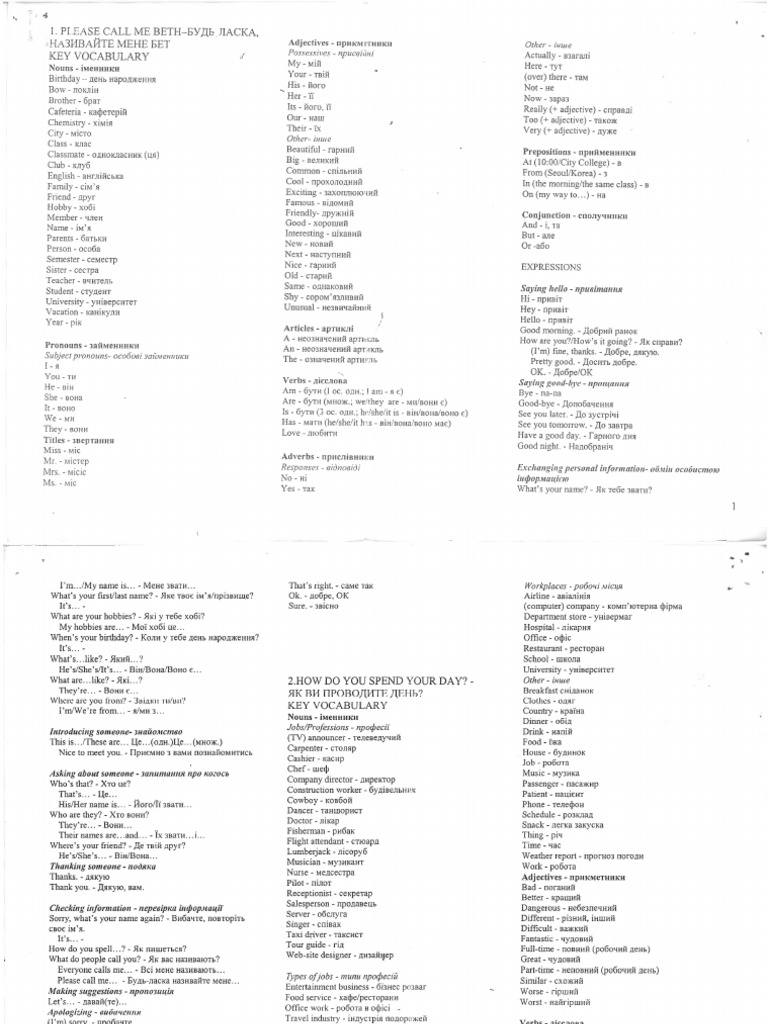 Vocabulary Level A2 | PDF