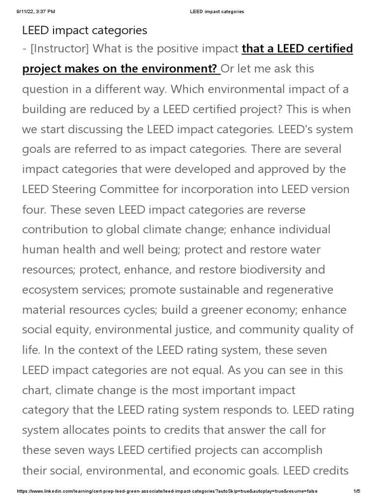 LEED Impact Categories Overview | PDF | Climate Change | Sustainability