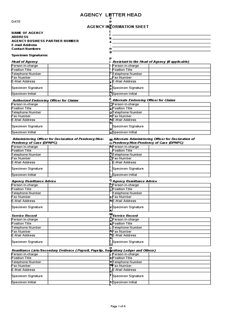 Gsis Ais Form | PDF | Fax | Communication
