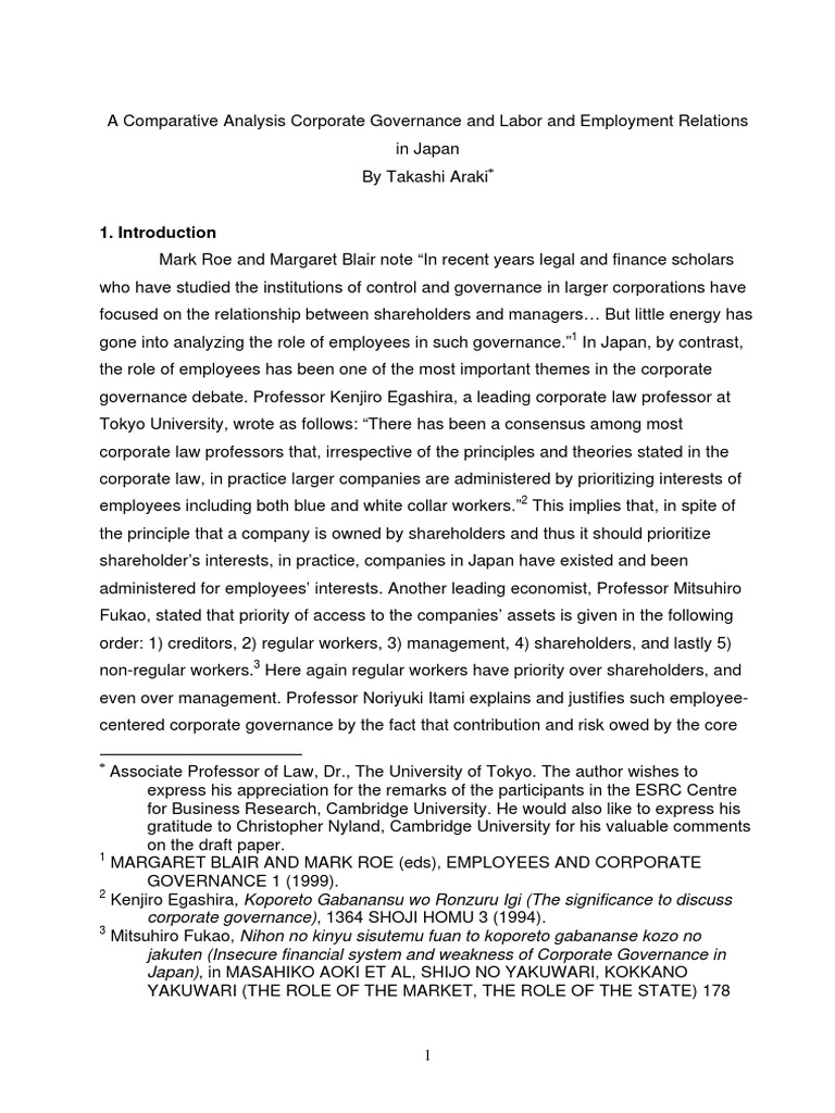 TAKASHI ARAKI - A Comparative Analysis Corporate Governance & Labor ...