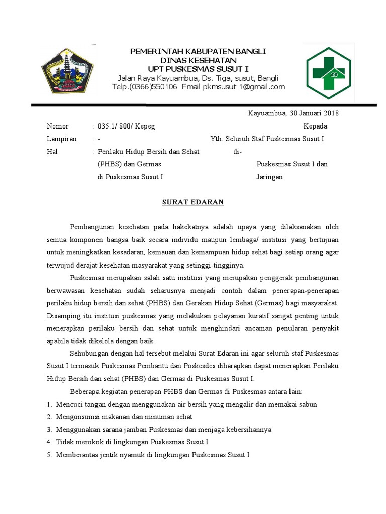 Surat Edaran PHBS | PDF