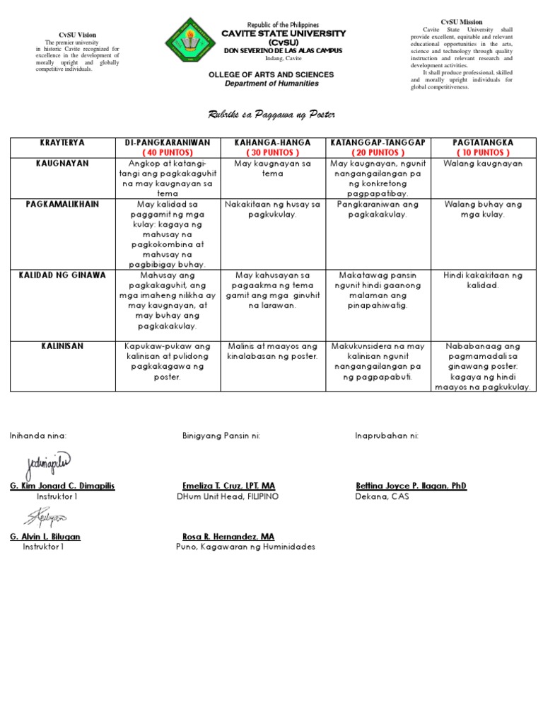 Rubriks Sa Poster Buwan NG Wika 2022 | PDF