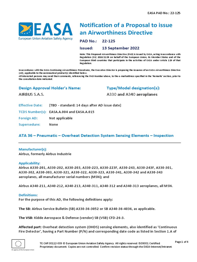 Easa Pad 22-125 1 | PDF | Transport | Aviation
