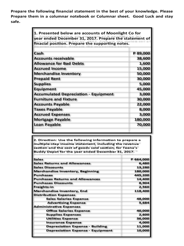 Financial Statement Exam | PDF | Expense | Depreciation