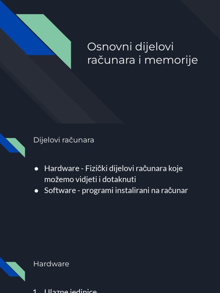Osnovni Dijelovi Računara I Memorije | PDF