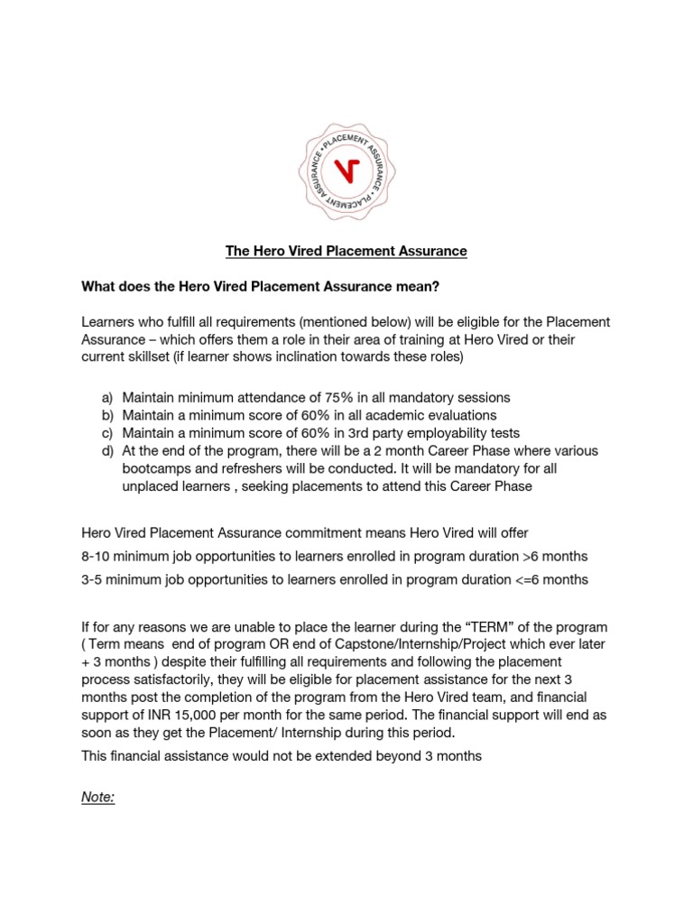 Hero Vired Placement Assurance Writeup FINAL | PDF