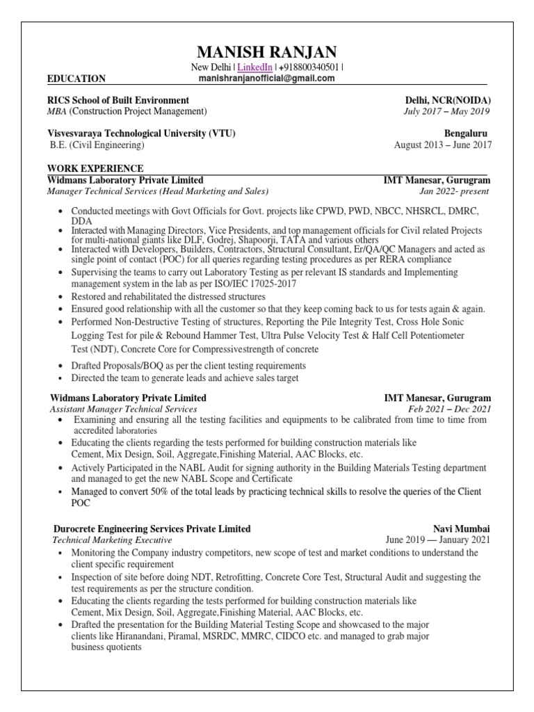 Manish Ranjan CV 2022 | PDF