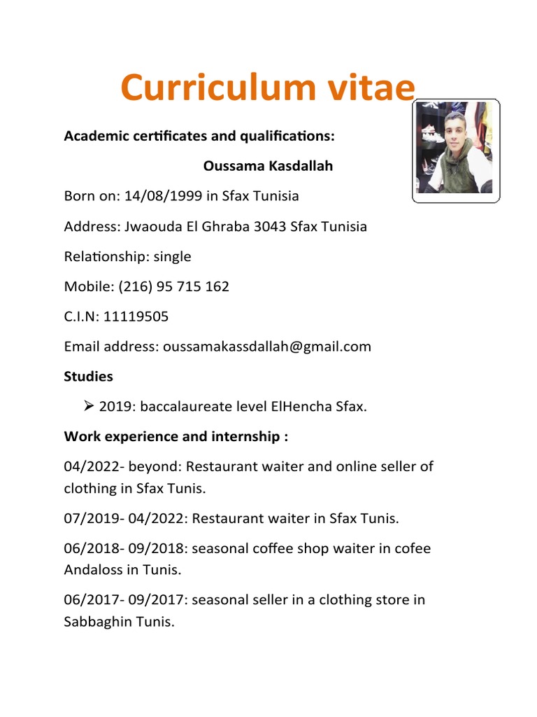 CV Eng Oussama 2 | PDF | Career & Growth