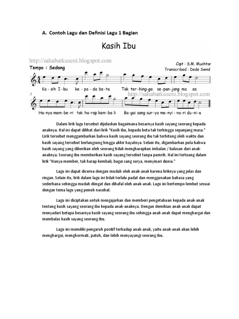 Contoh Lagu Dan Definisi Lagu 1 Bagian | PDF