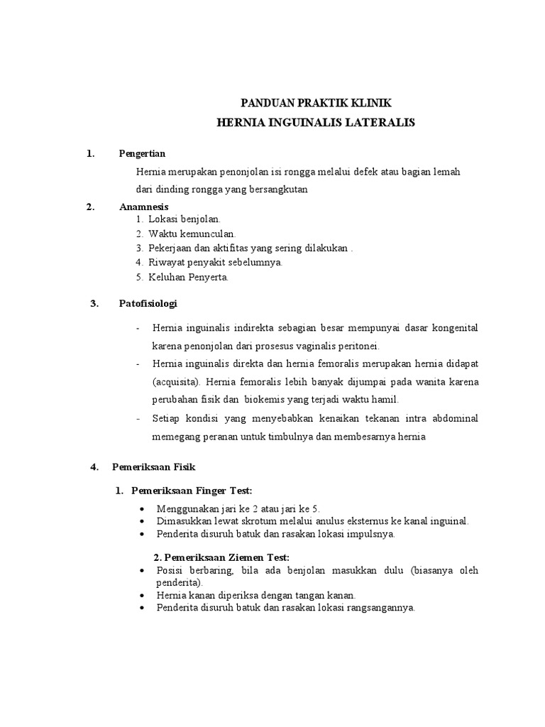 Panduan Klinik Hernia Inguinalis Lateralis | PDF | Sains & Matematika