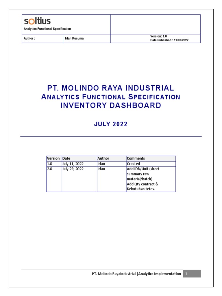 FSD - Inventory Dashboard Molindo v2.3 | PDF