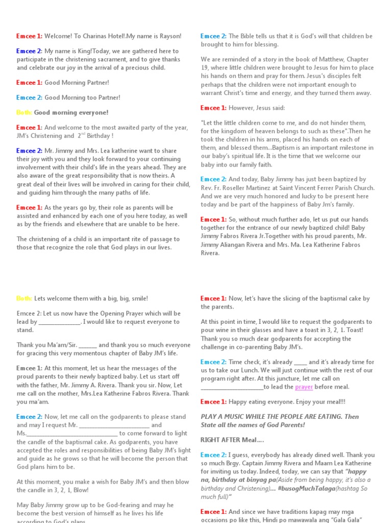 Script For Birthday | PDF | Baptism | Jesus