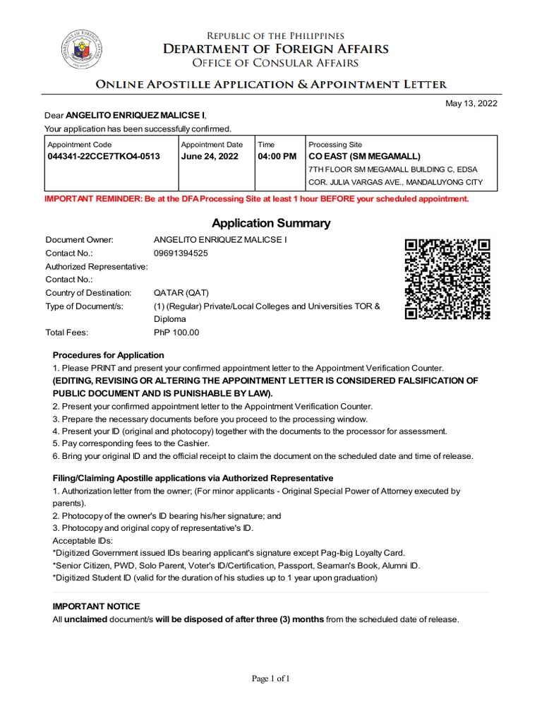 Apostille Appointment | Download Free PDF | Identity Document | Government And Personhood
