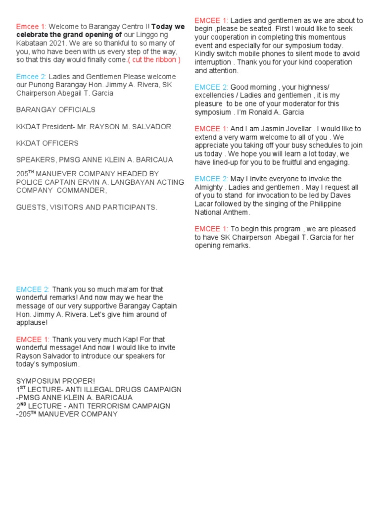 Script For Symposium | PDF