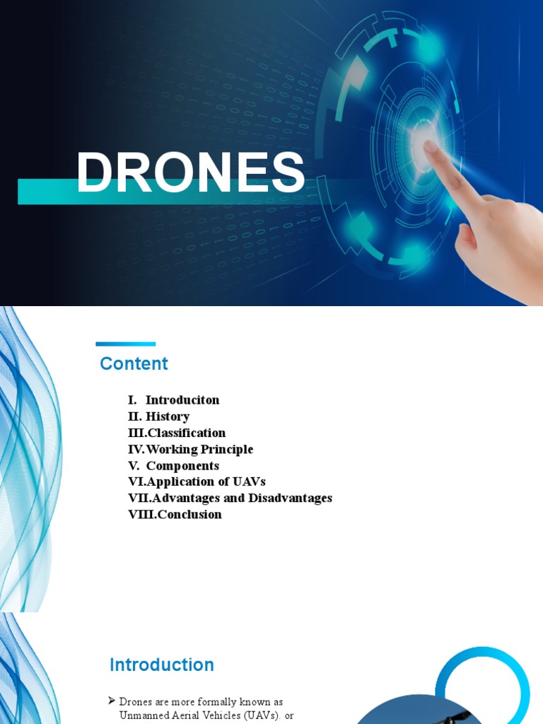 Drones Presentation | PDF | Unmanned Aerial Vehicle | Radio Control