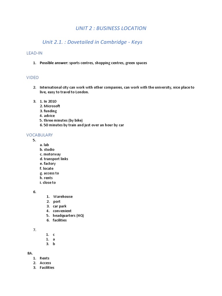 Business Partner - Unit 2 - Keys | PDF