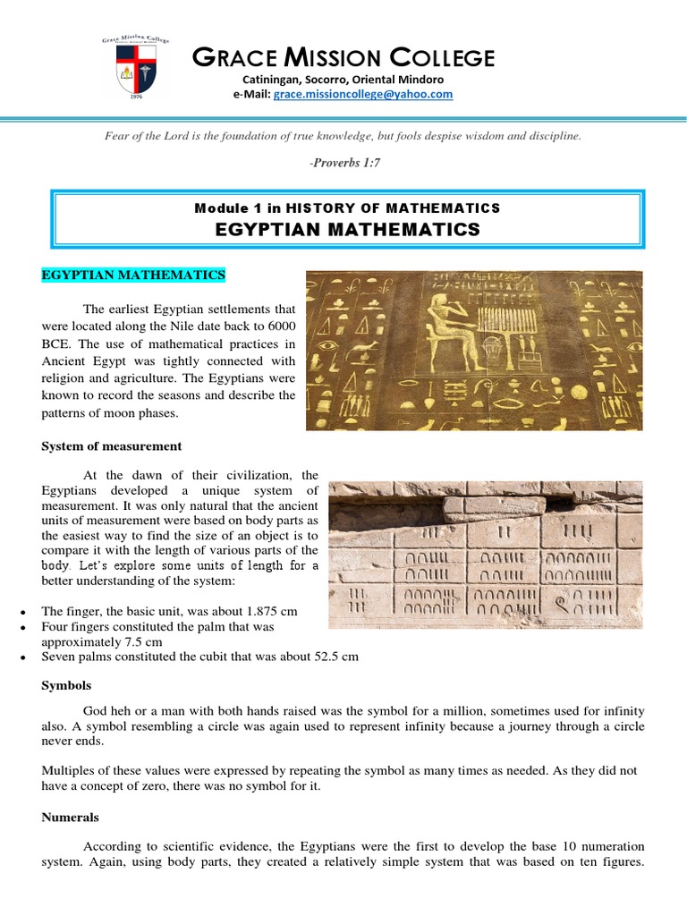 Module 1 History of Math | PDF | Egyptian Hieroglyphs | Science