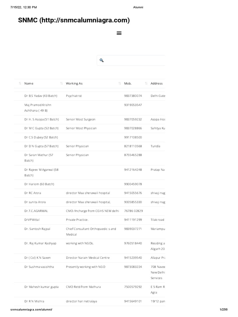 Alumni Doctors Data | PDF | Health Care | Clinical Medicine