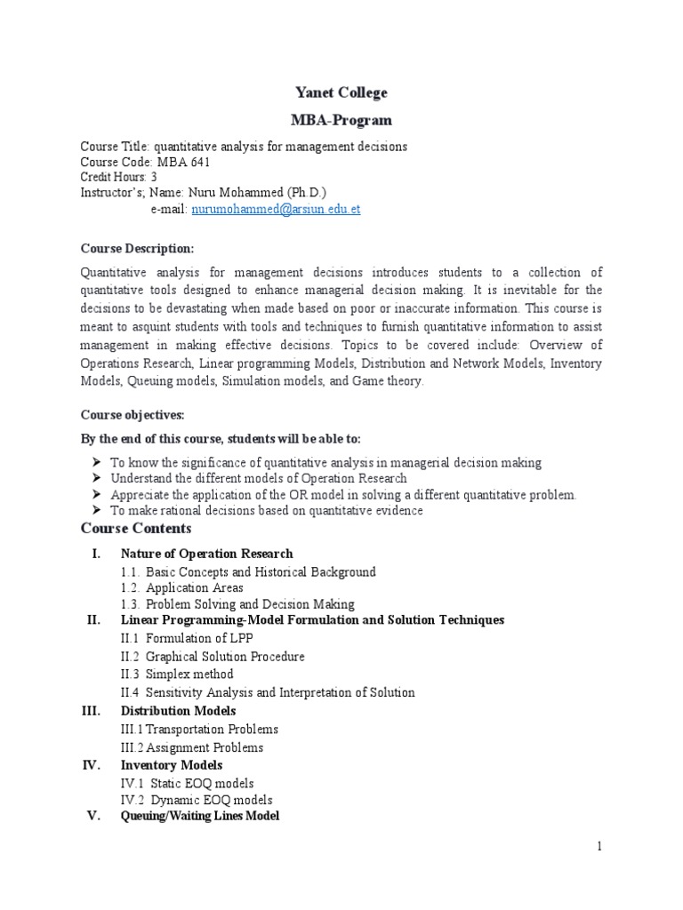 Course Outline | PDF | Operations Research | Simulation