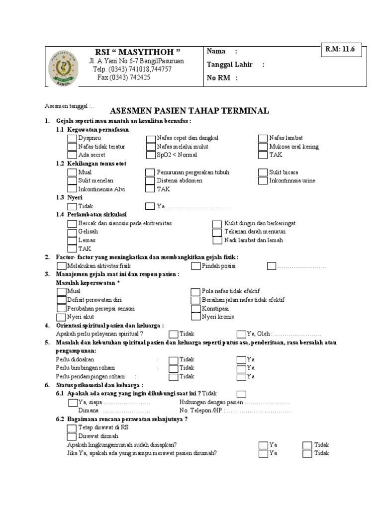 11.6. Form Pasien Terminal | PDF | Pengembangan Diri