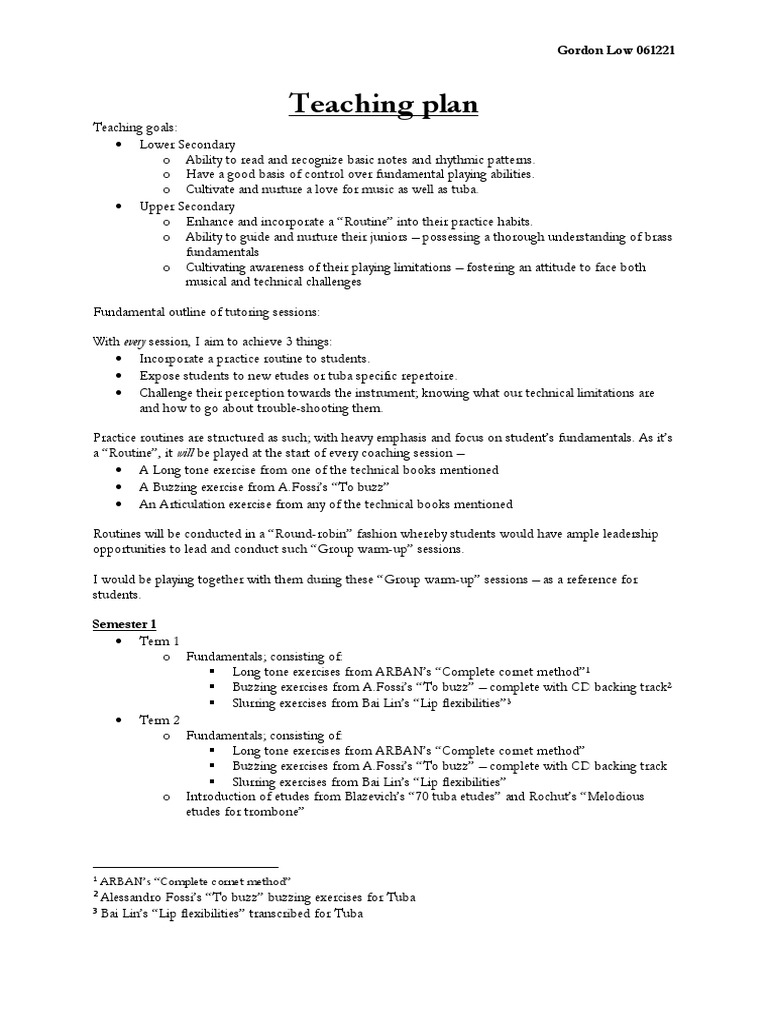 Teaching Outline | PDF | Tuba