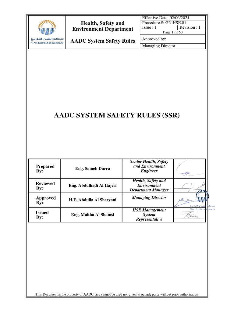 AADC System Safety Rules Overview | PDF | Safety | Occupational Safety ...