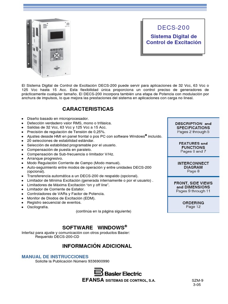 DECS-200 Sistema Digital de Control de Excitación | PDF | Generador ...